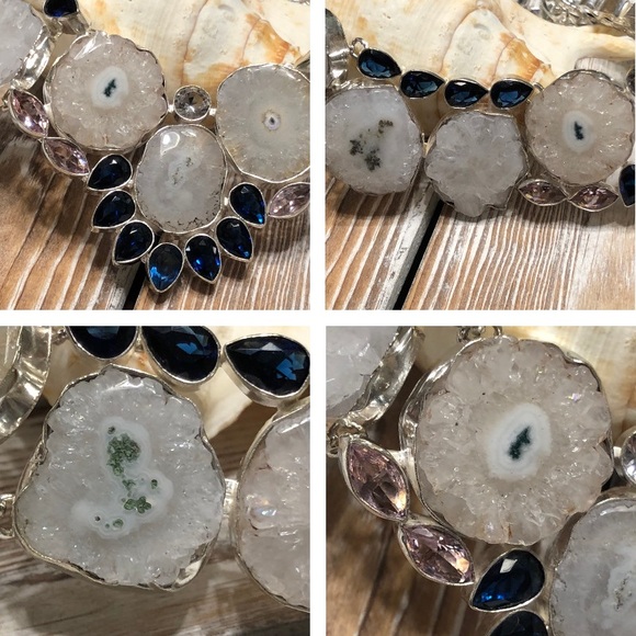 Jewelry | Natural Solar Quartz Sapphire Bib Wsqbib43633 | Poshmark